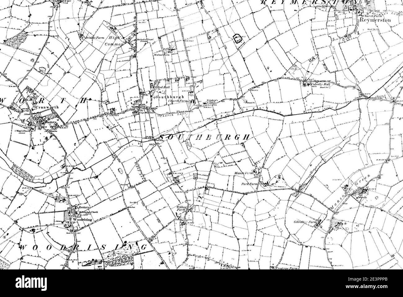 Map of Norfolk OS Map name 073-NW, Ordnance Survey, 1883-1897 Stock ...