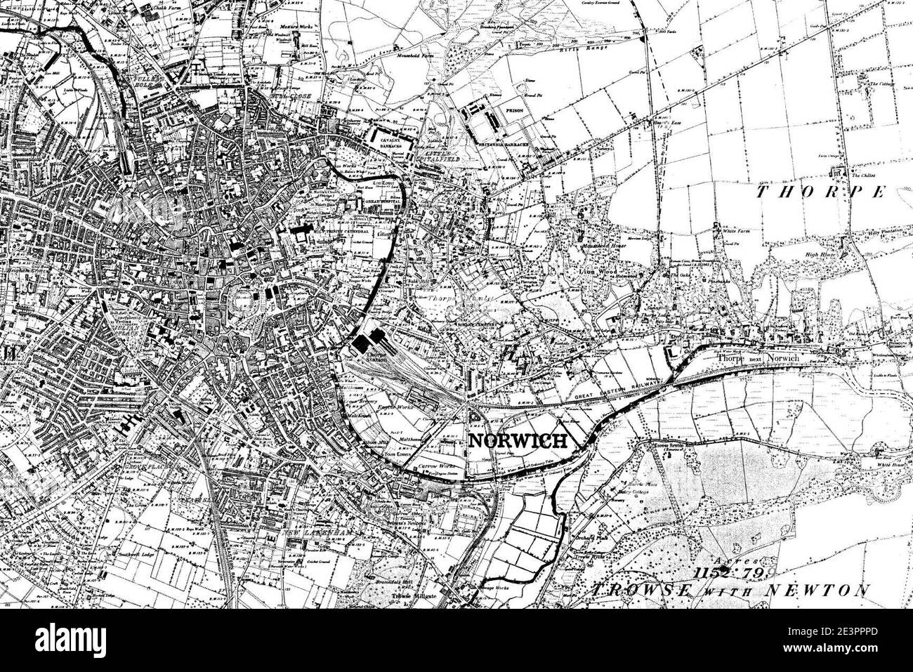 Map of Norfolk OS Map name 063-SE, Ordnance Survey, 1883-1897 Stock ...