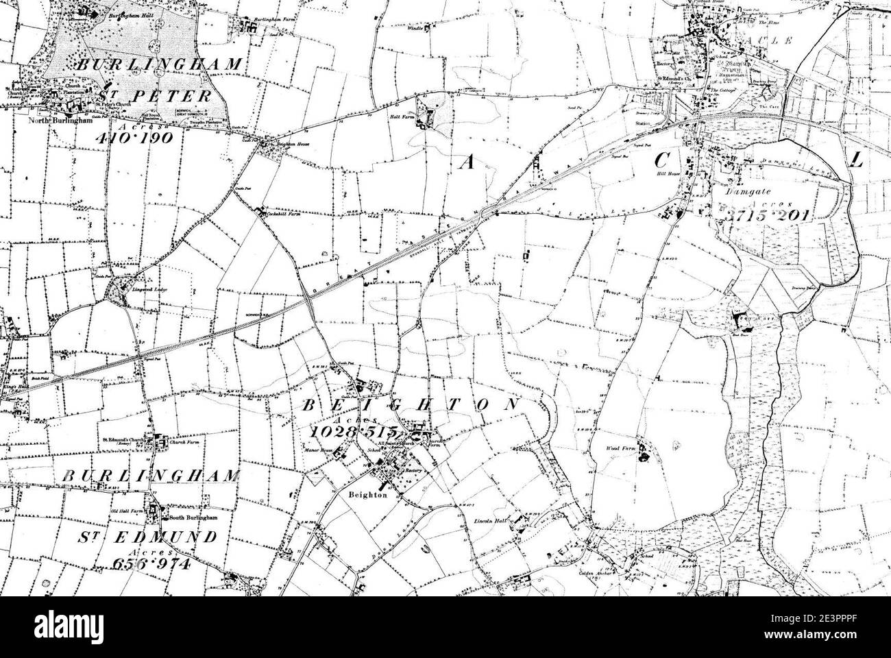 Map of Norfolk OS Map name 065-SW, Ordnance Survey, 1883-1897 Stock ...