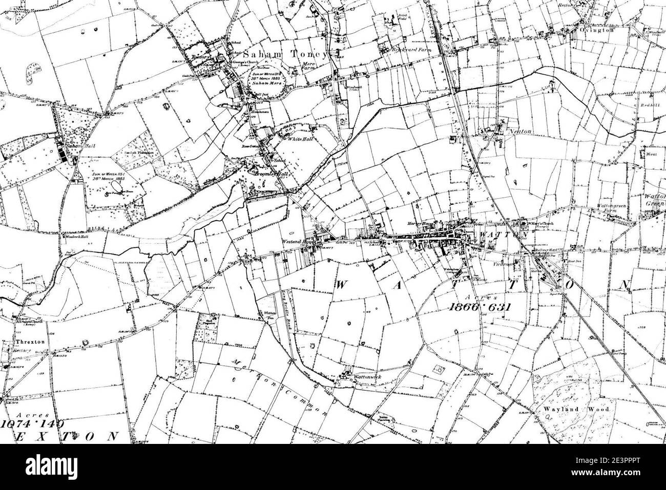 Map of Norfolk OS Map name 072-SW, Ordnance Survey, 1883-1897 Stock ...