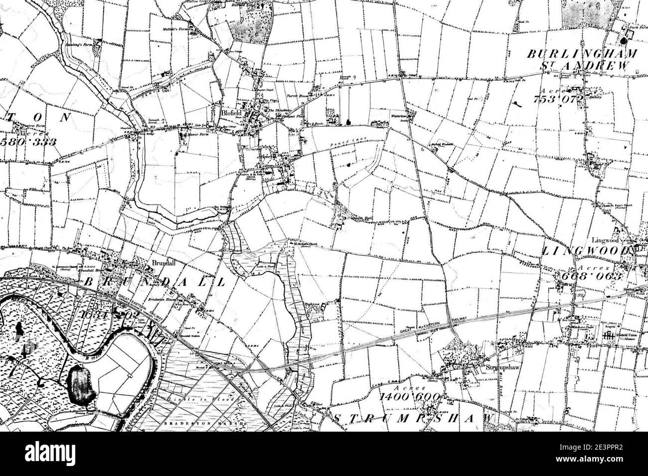 Map of Norfolk OS Map name 064-SE, Ordnance Survey, 1883-1897 Stock ...