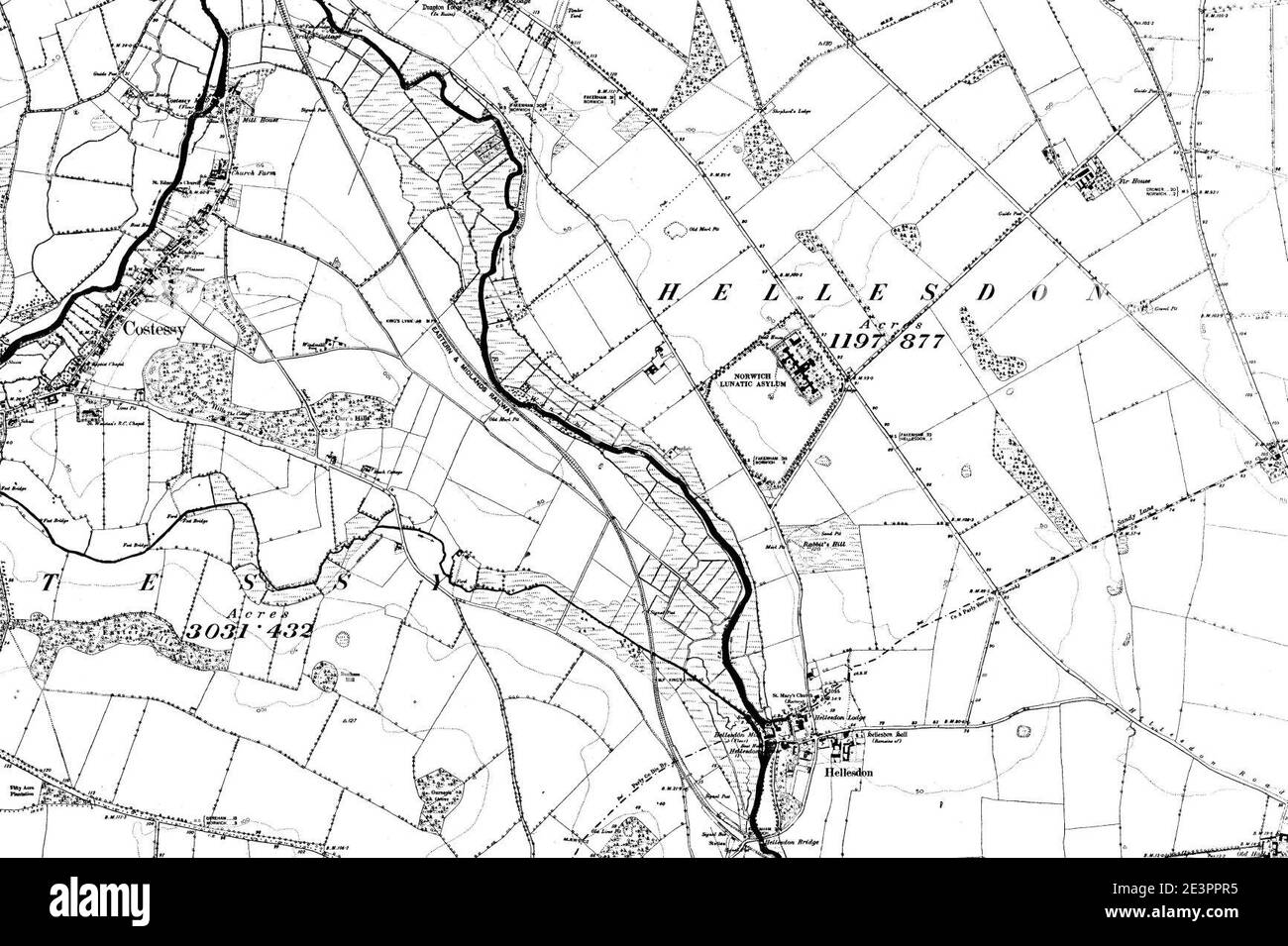 Map of Norfolk OS Map name 063-NW, Ordnance Survey, 1883-1897 Stock ...