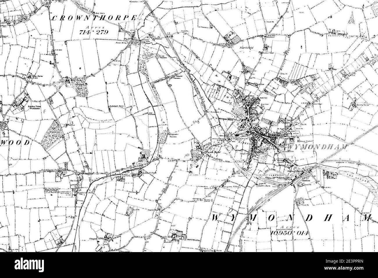 Map of Norfolk OS Map name 074-SW, Ordnance Survey, 1883-1897 Stock ...