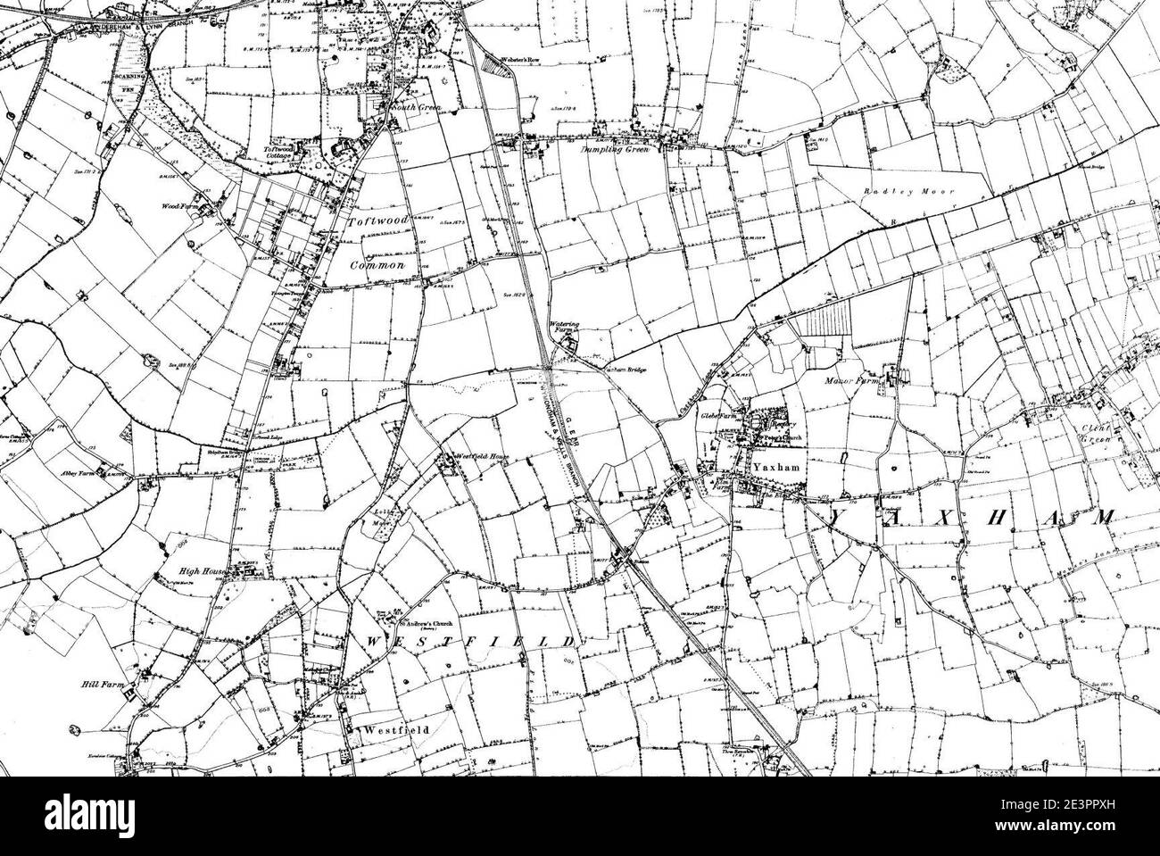 Map of Norfolk OS Map name 061-NW, Ordnance Survey, 1883-1897 Stock ...