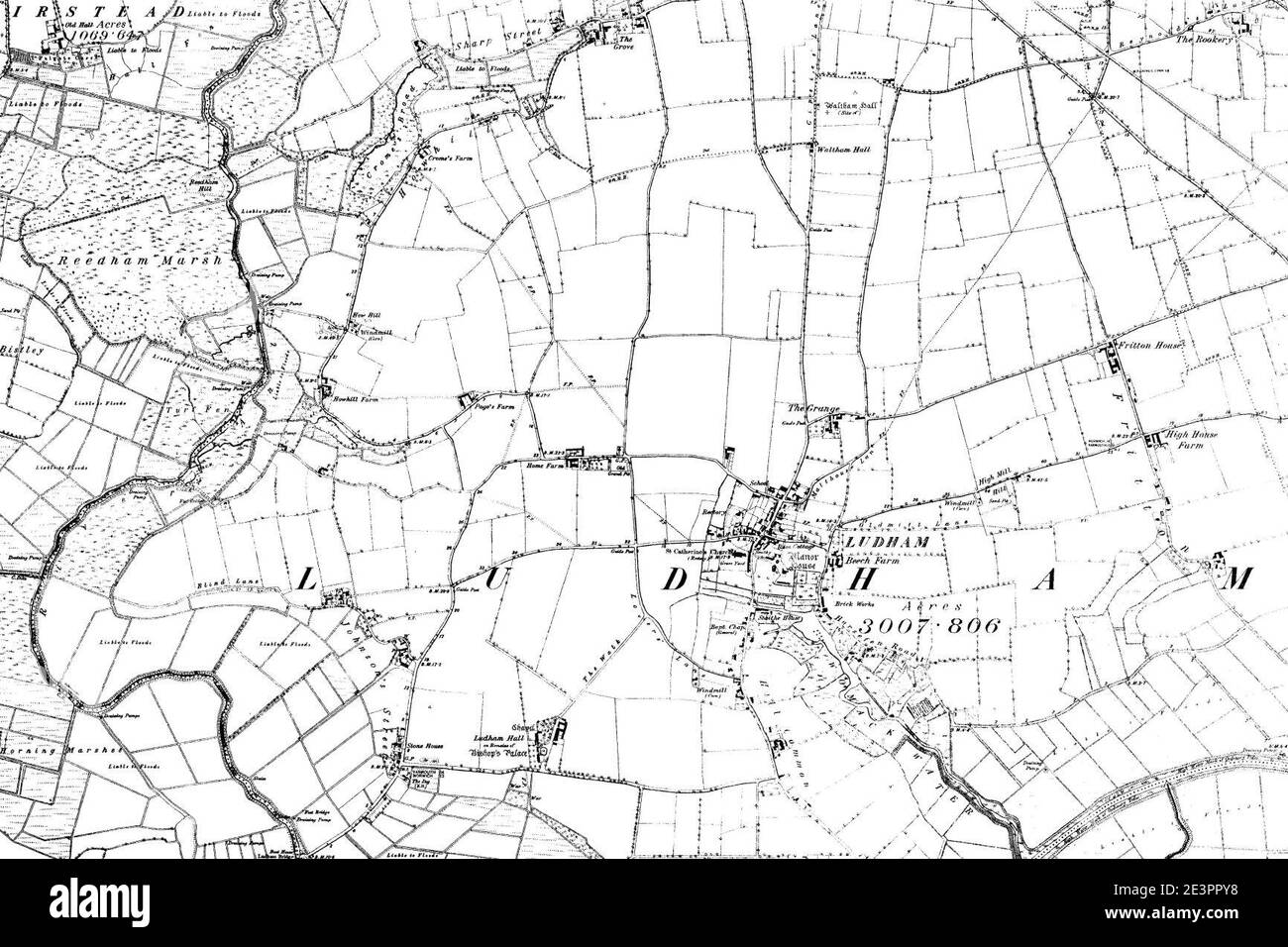 Map of Norfolk OS Map name 053-NW, Ordnance Survey, 1883-1897 Stock ...
