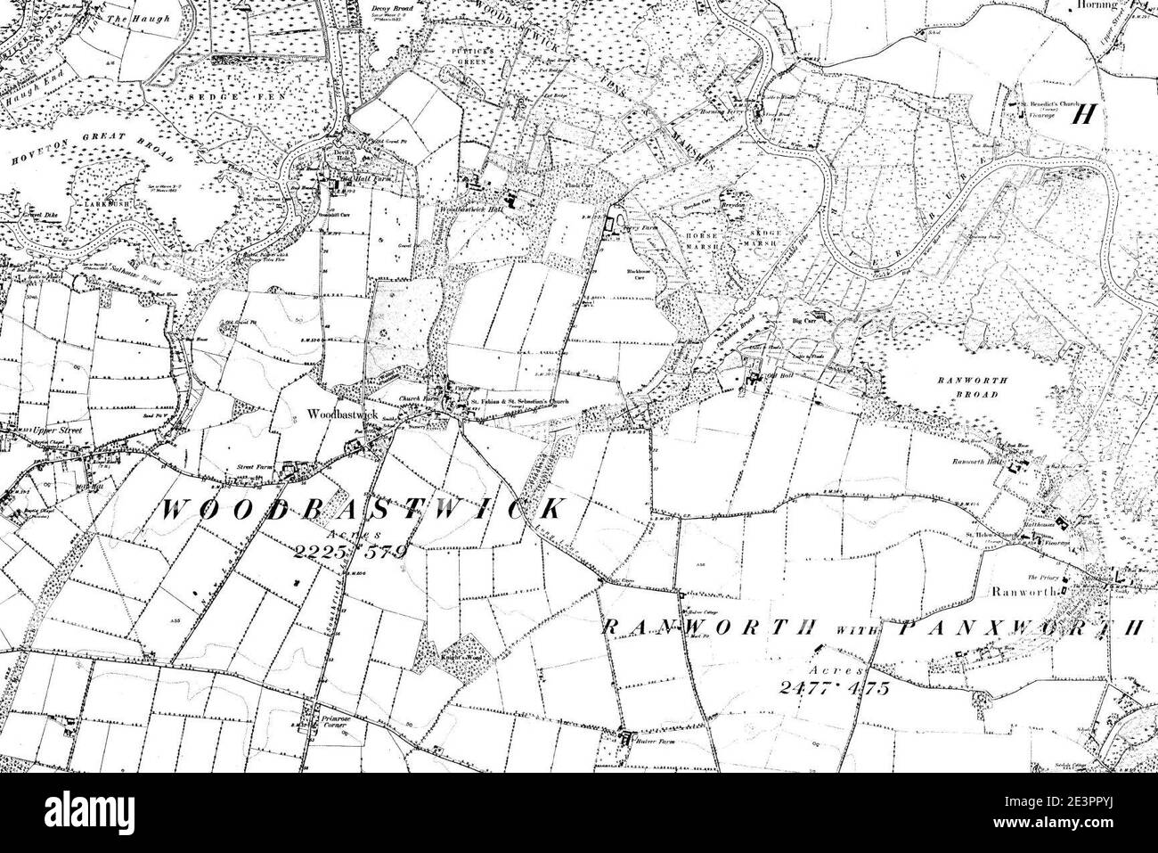 Map of Norfolk OS Map name 052-SE, Ordnance Survey, 1883-1897 Stock ...