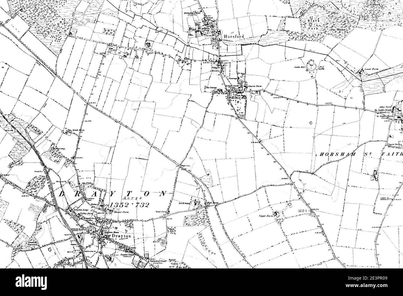 Map of Norfolk OS Map name 051-SW, Ordnance Survey, 1883-1897 Stock ...