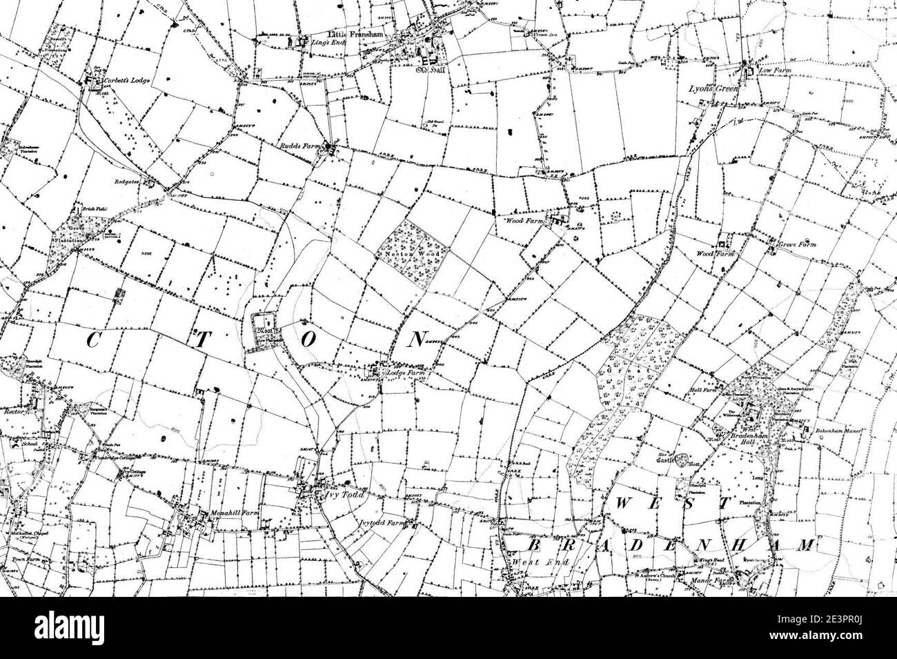 Map of Norfolk OS Map name 060-NW, Ordnance Survey, 1883-1897 Stock ...