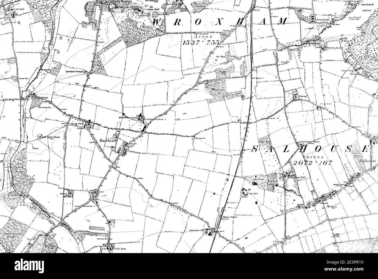 Map of Norfolk OS Map name 052-SW, Ordnance Survey, 1883-1897 Stock ...