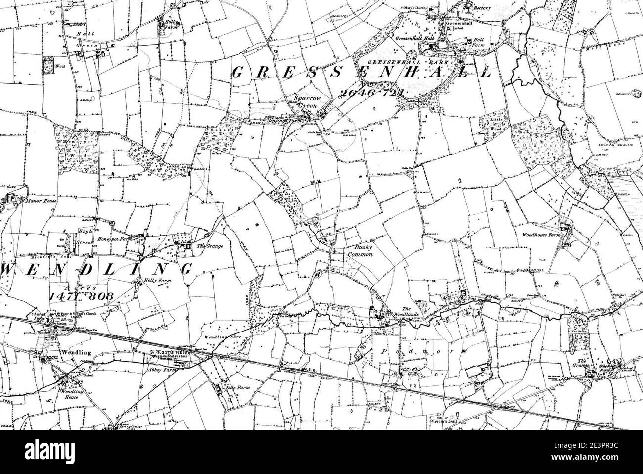 Map of Norfolk OS Map name 048-SE, Ordnance Survey, 1883-1897 Stock ...