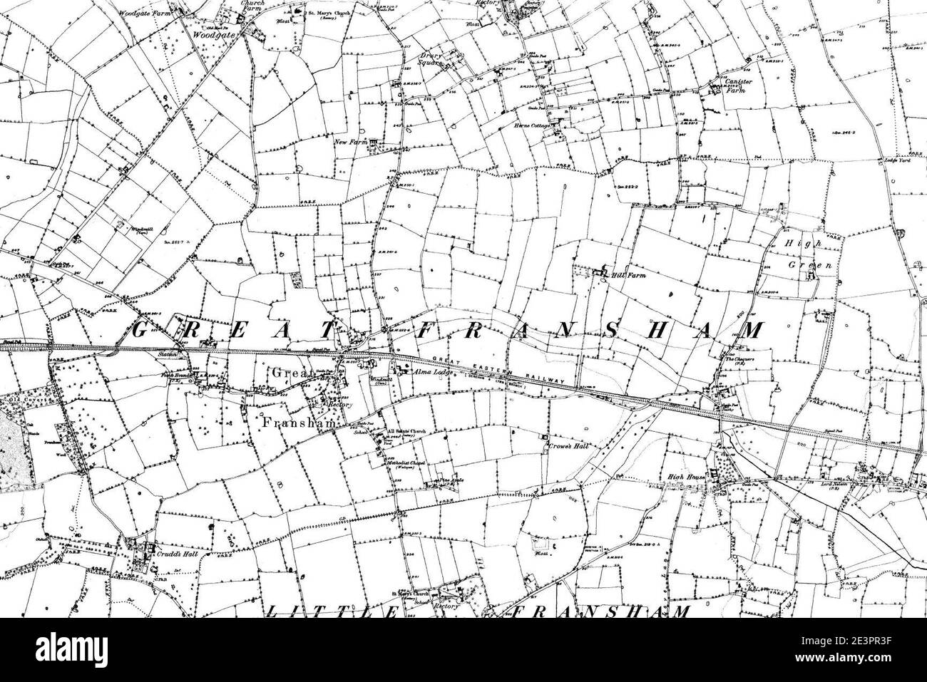 Map of Norfolk OS Map name 048-SW, Ordnance Survey, 1883-1897 Stock ...