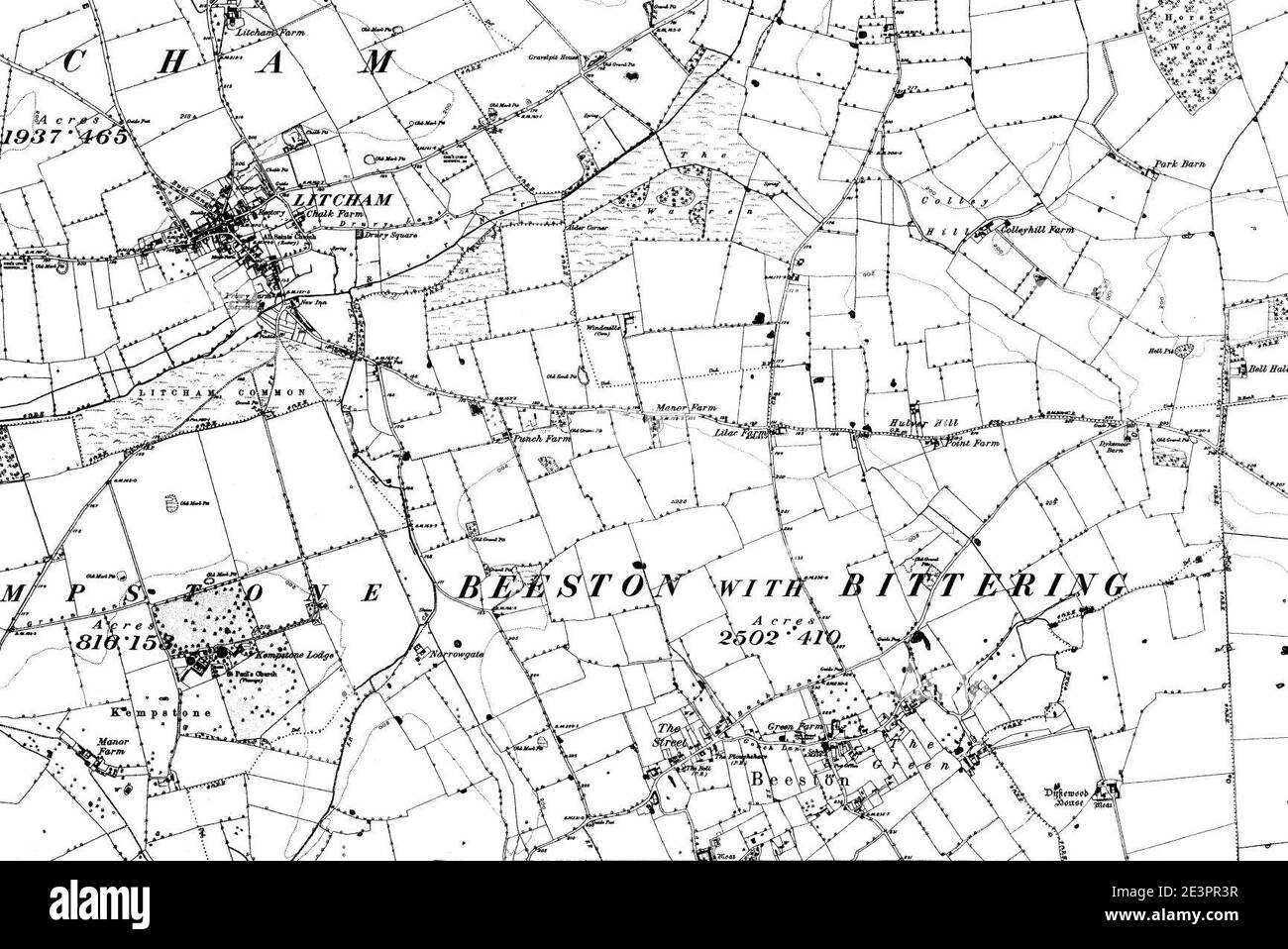 Map of Norfolk OS Map name 048-NW, Ordnance Survey, 1883-1897 Stock ...