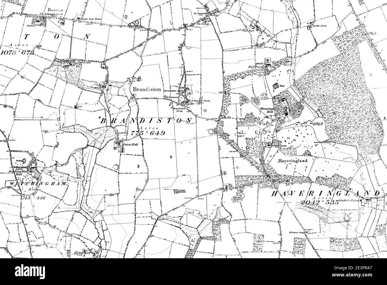 Map of Norfolk OS Map name 038-SE, Ordnance Survey, 1883-1897 Stock ...