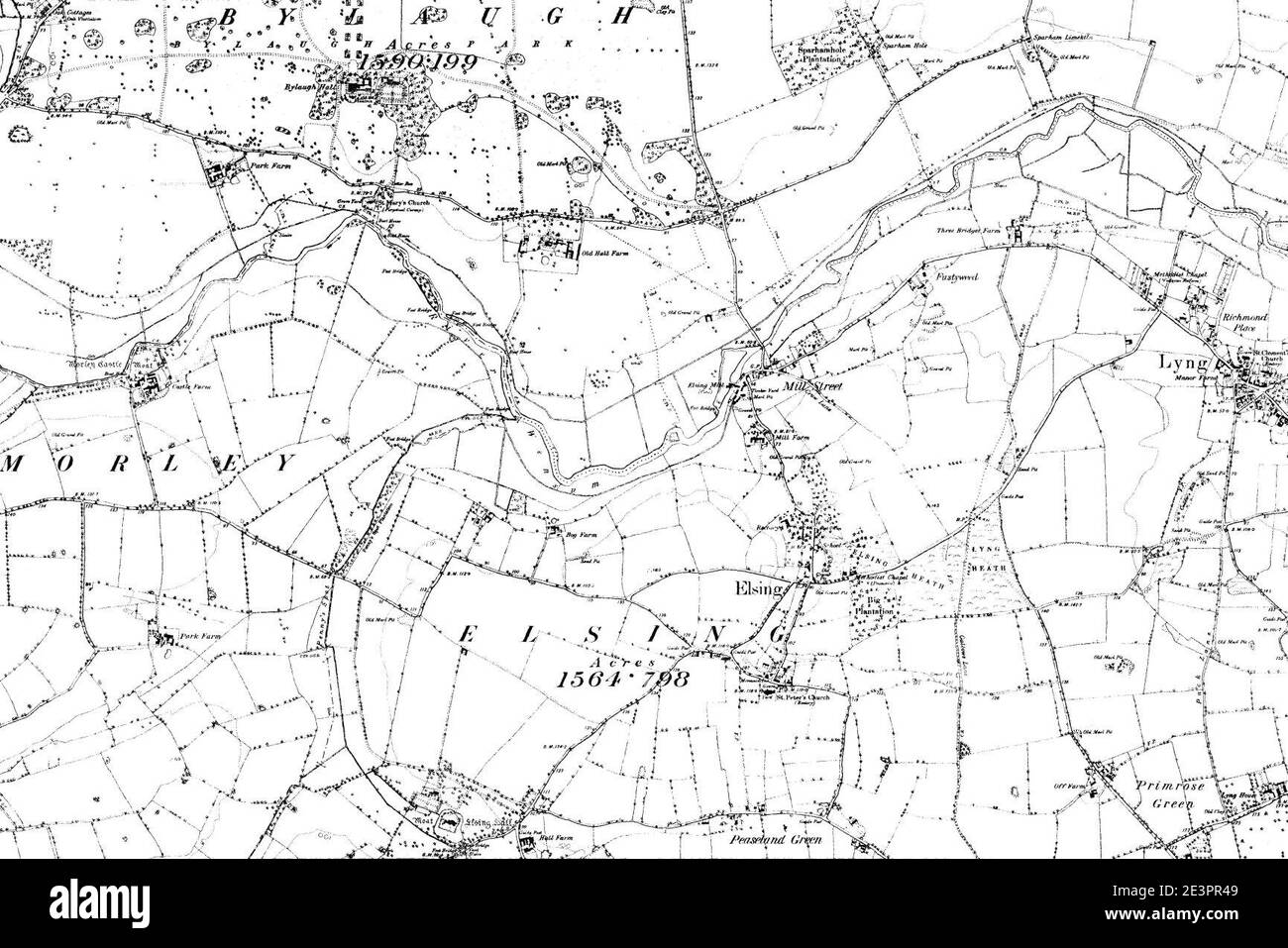 Map of Norfolk OS Map name 049-NE, Ordnance Survey, 1883-1897 Stock ...