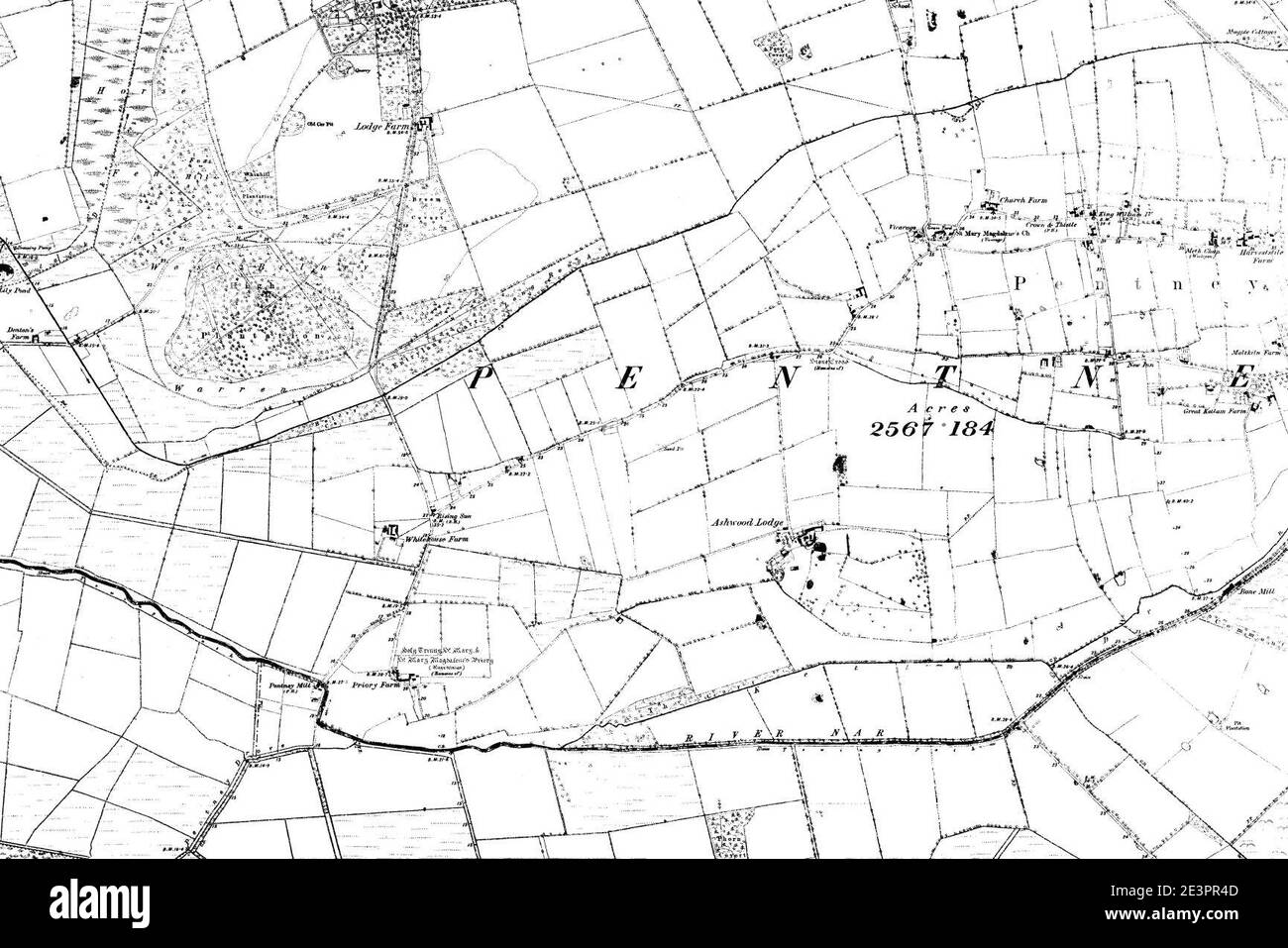 Map of Norfolk OS Map name 046-SW, Ordnance Survey, 1883-1897 Stock ...