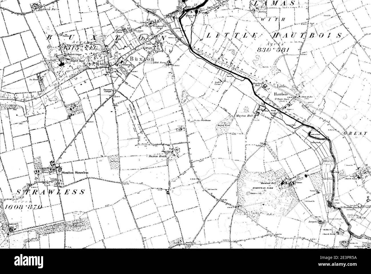 Map of Norfolk OS Map name 039-SE, Ordnance Survey, 1883-1897 Stock ...