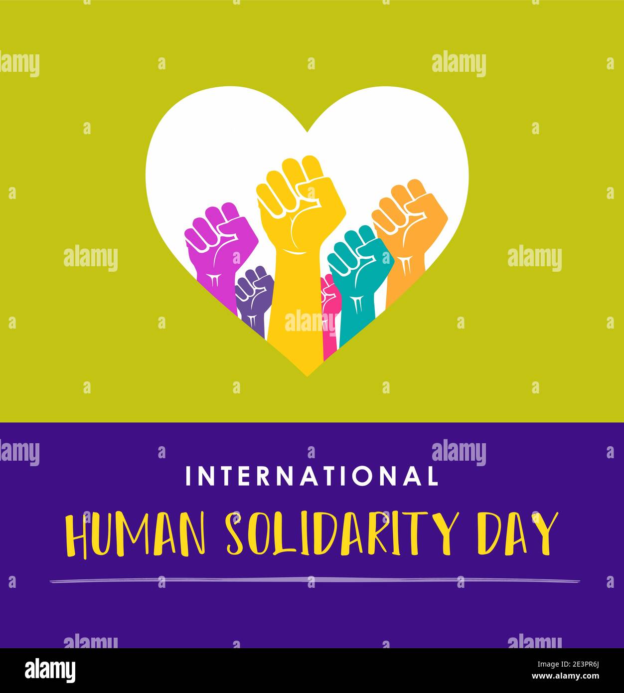 International Human Solidarity Day Design. Hands raised in the air ...
