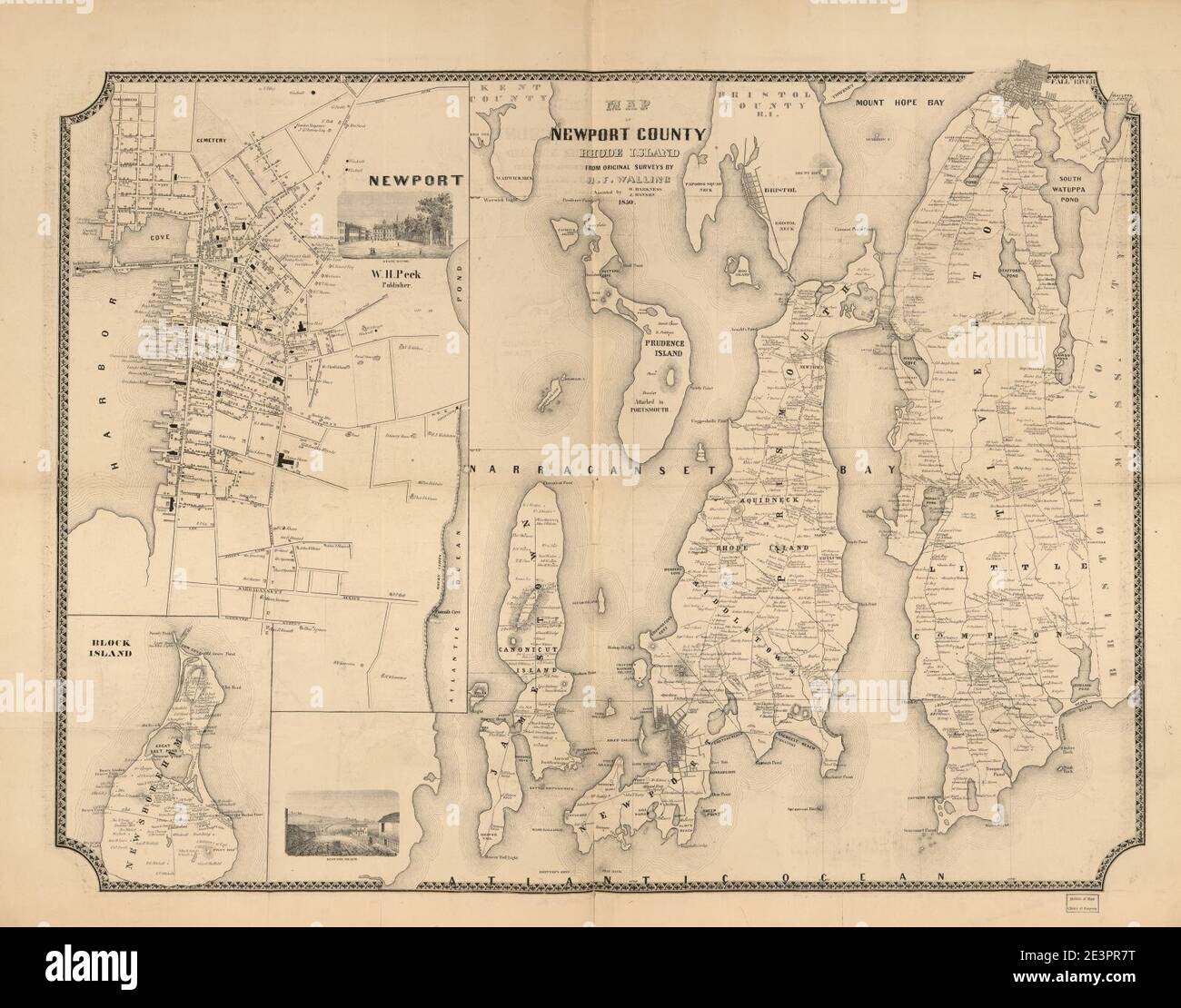 Map of Newport County, Rhode Island Stock Photo - Alamy