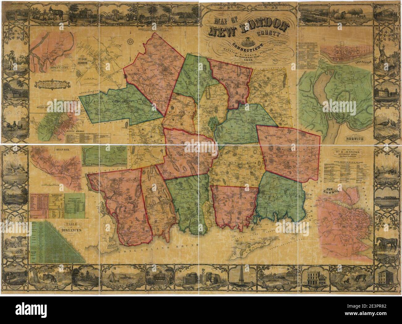 Map of New London County, Connecticut Stock Photo - Alamy