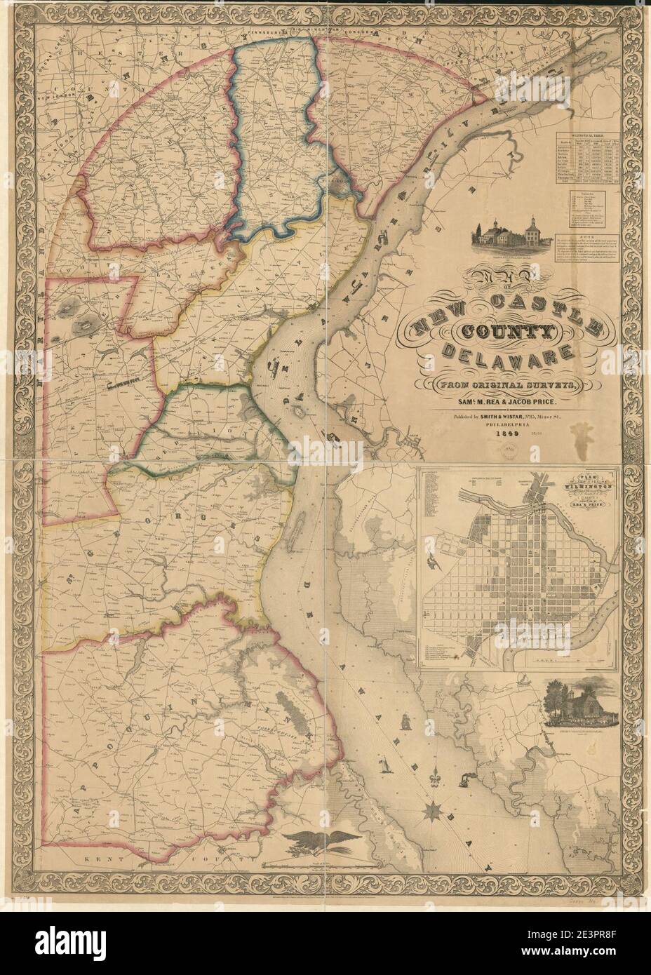 Map of New Castle County, Delaware - from original surveys Stock Photo ...