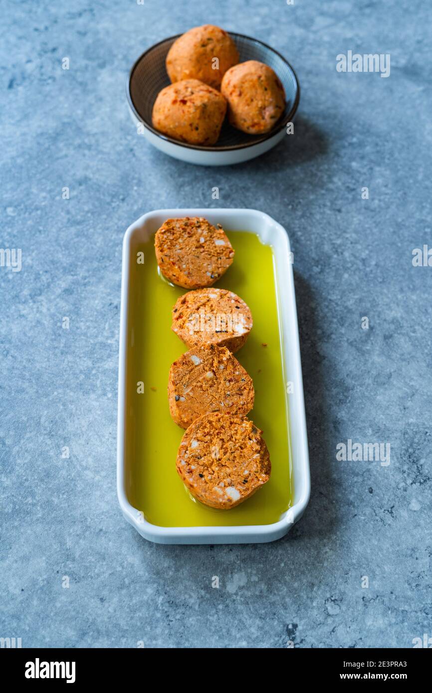 Traditional Turkish Spicy Surk Cheese Balls with Olive Oil from Hatay ...