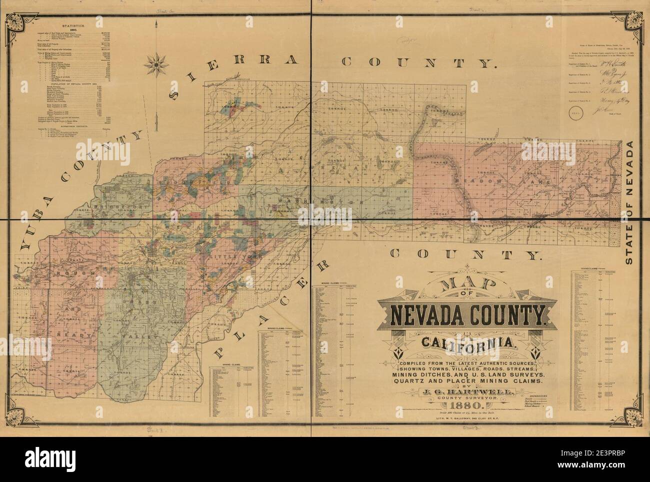 Map of Nevada County, California Stock Photo - Alamy