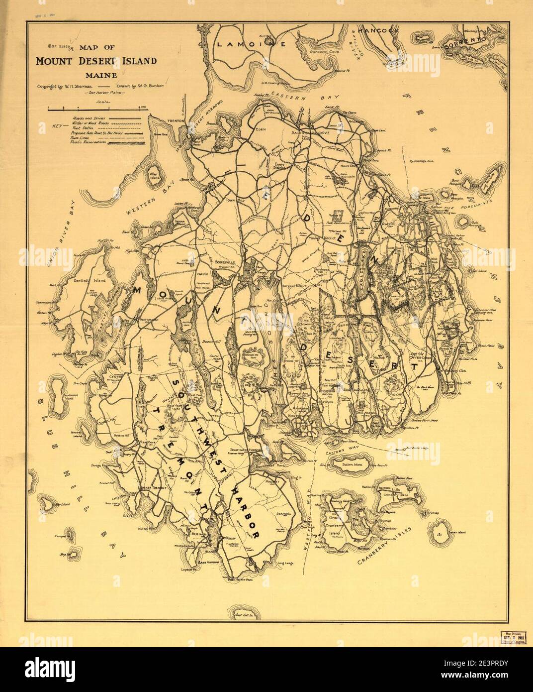 Map of mount desert island hi-res stock photography and images - Alamy