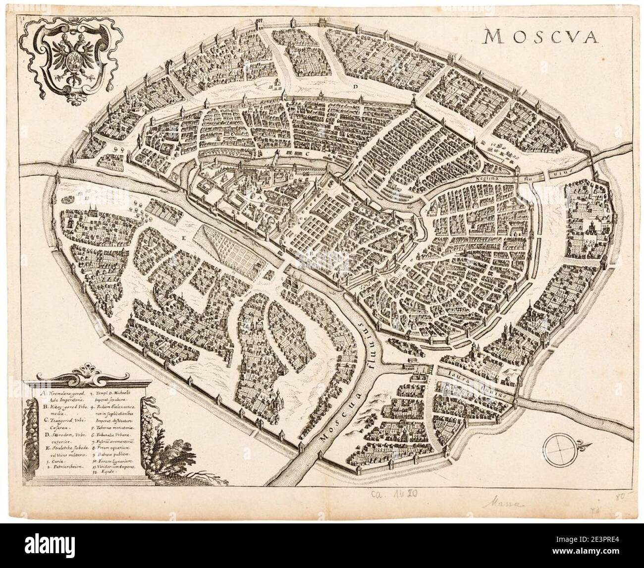 Map of Moscow by Matthäus Merian Stock Photo - Alamy