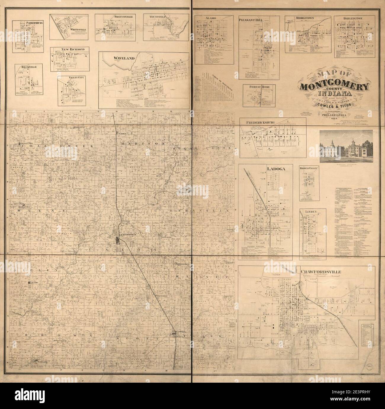 Map of Montgomery County, Indiana Stock Photo - Alamy