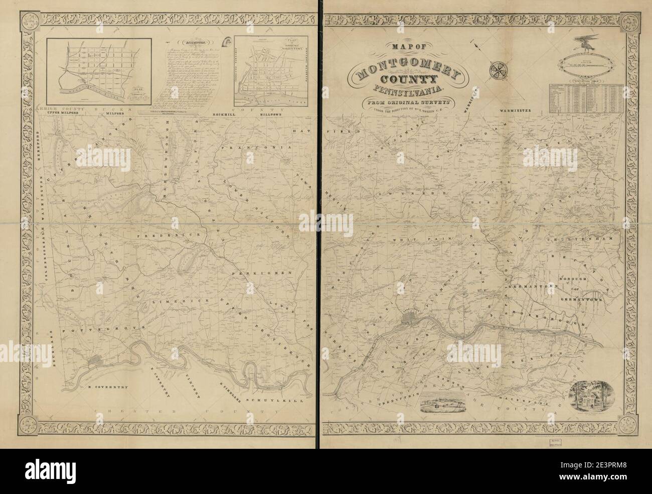 Map Of Montgomery County Pennsylvania From Original Surveys Stock