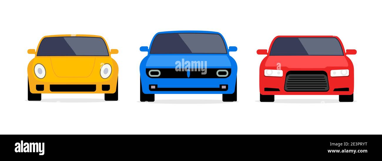 Car front view vector flat icon. Car parking cartoon front design shape ...