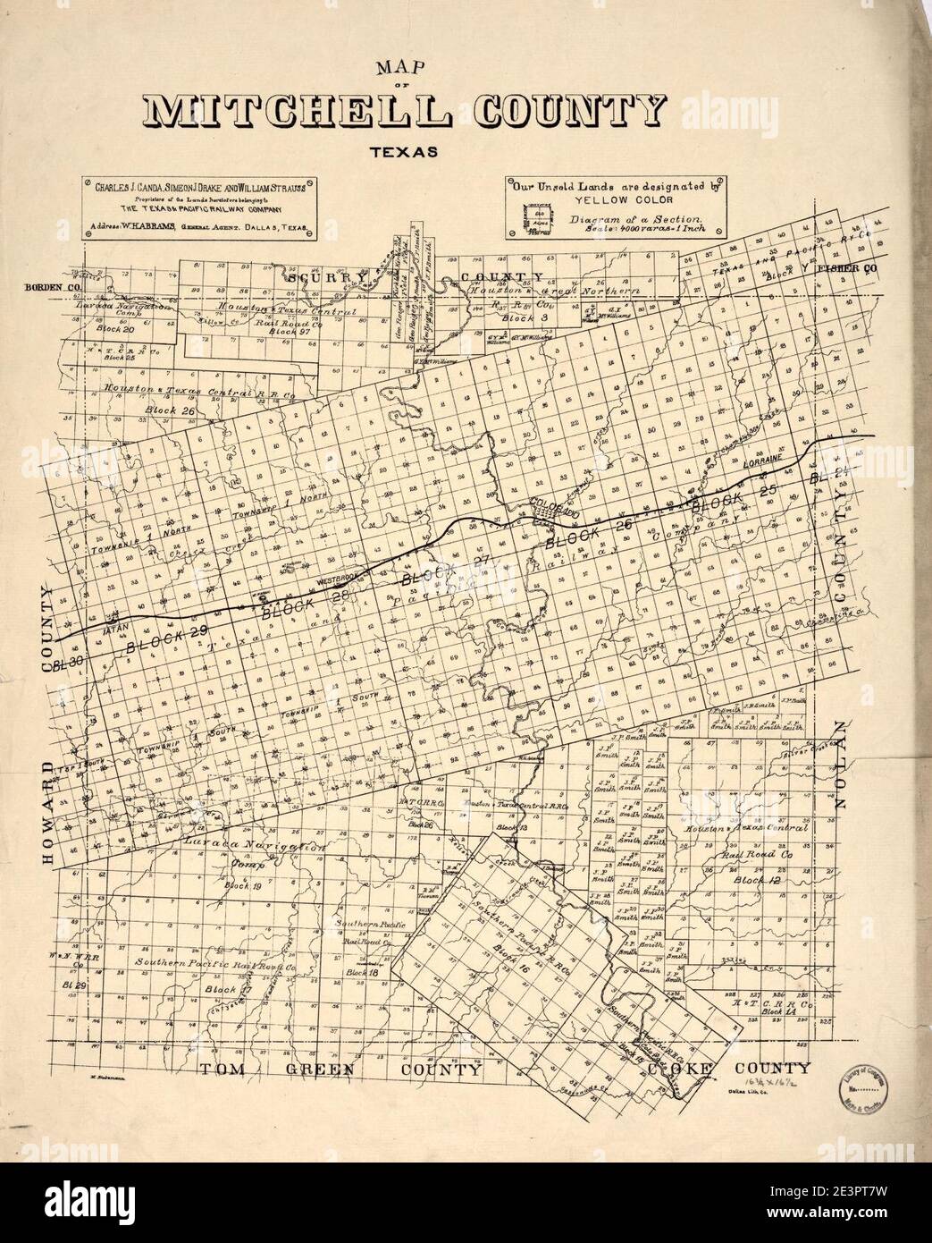 Map of Mitchell County, Texas Stock Photo - Alamy