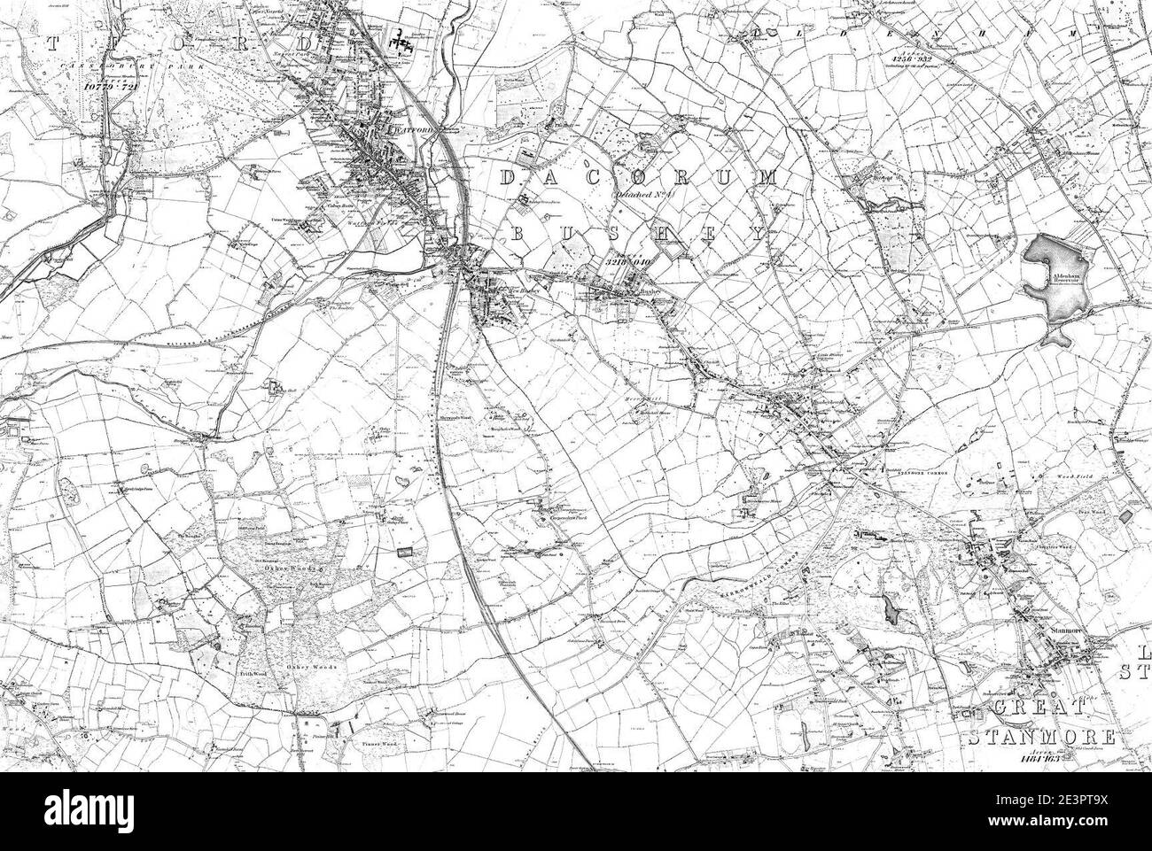 Map of Middlesex Sheet 005, Ordnance Survey, 1868-1883 Stock Photo - Alamy