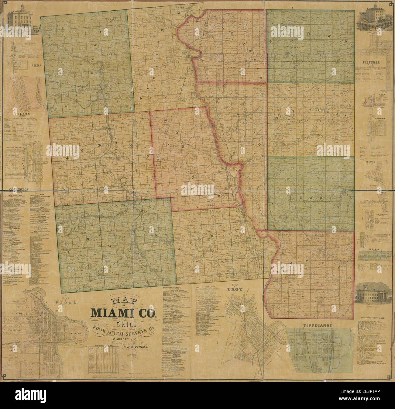 Map of Miami Co., Ohio Stock Photo - Alamy