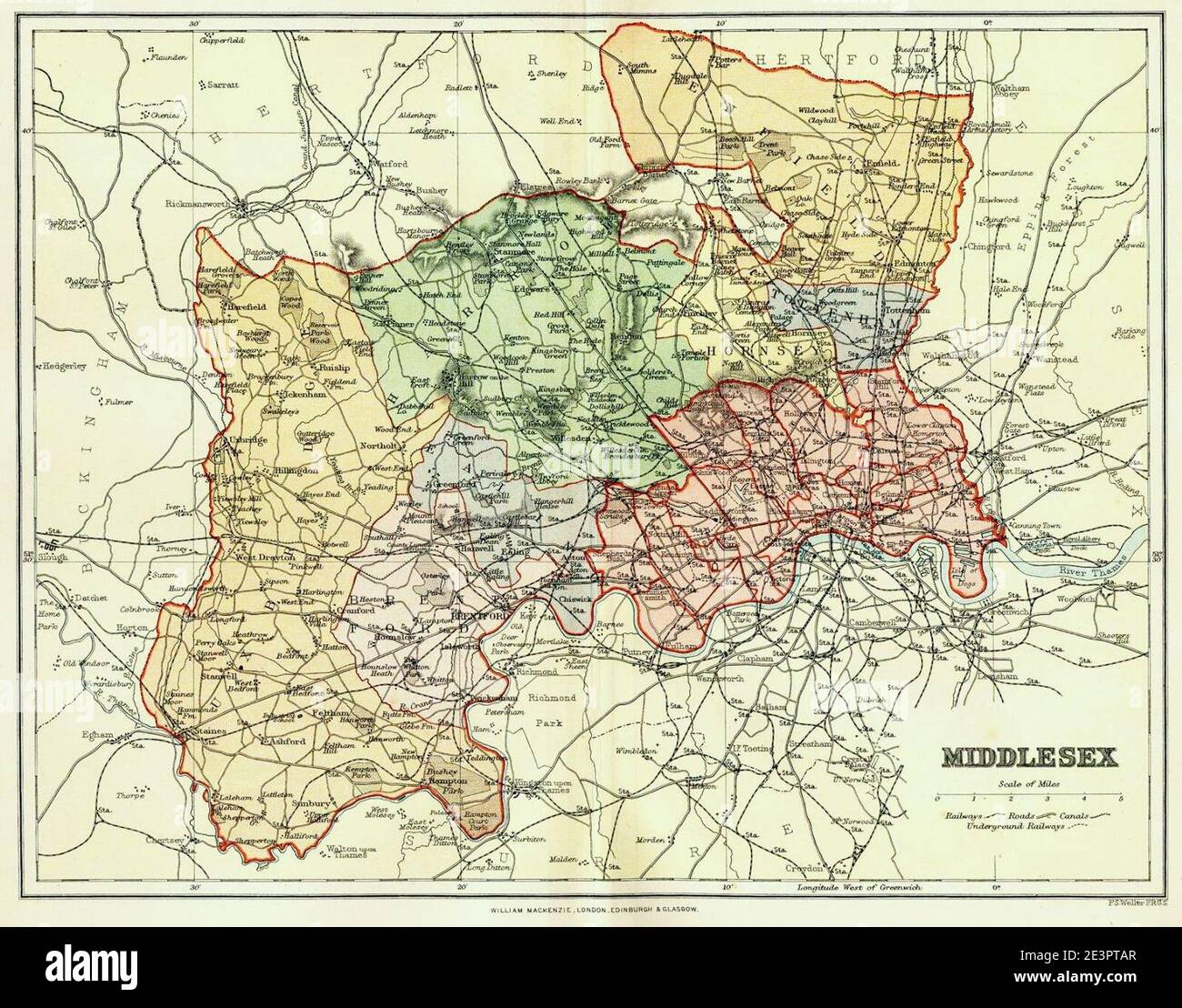 Map of Middlesex Stock Photo - Alamy