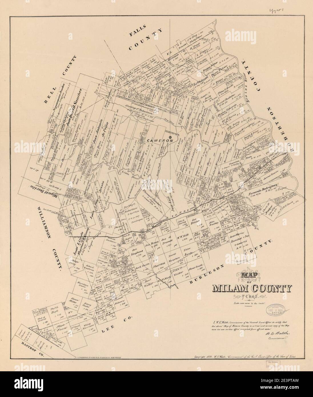 Map of Milam County, Texas Stock Photo - Alamy