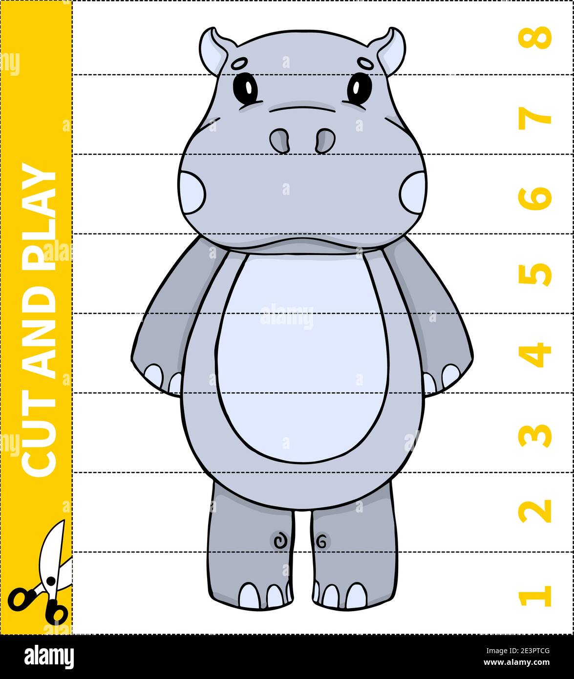 Children board animal game cut and play for number in place for ...