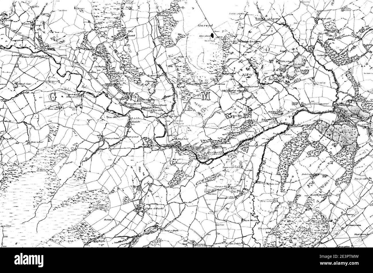 Map of Merionethshire OS Map name 007-SW, Ordnance Survey, 1888-1892 ...