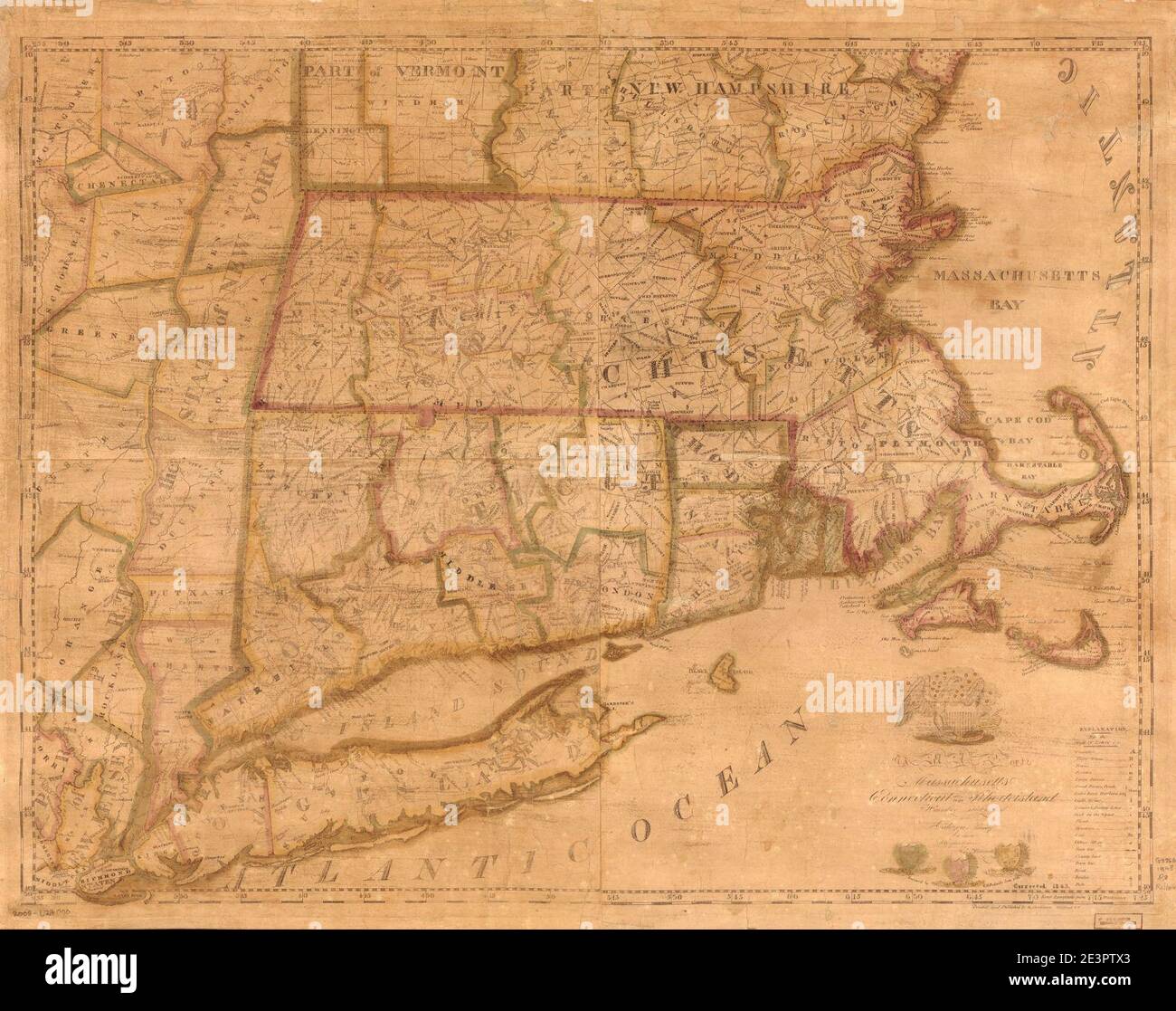 Map of Massachusetts, Connecticut, and Rhodeisland (i.e. Rhode Island ...