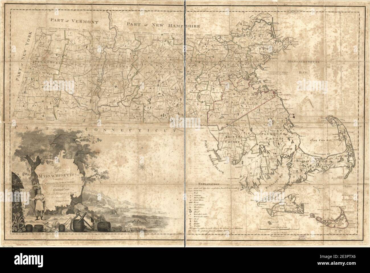 Map of Massachusetts proper Stock Photo - Alamy