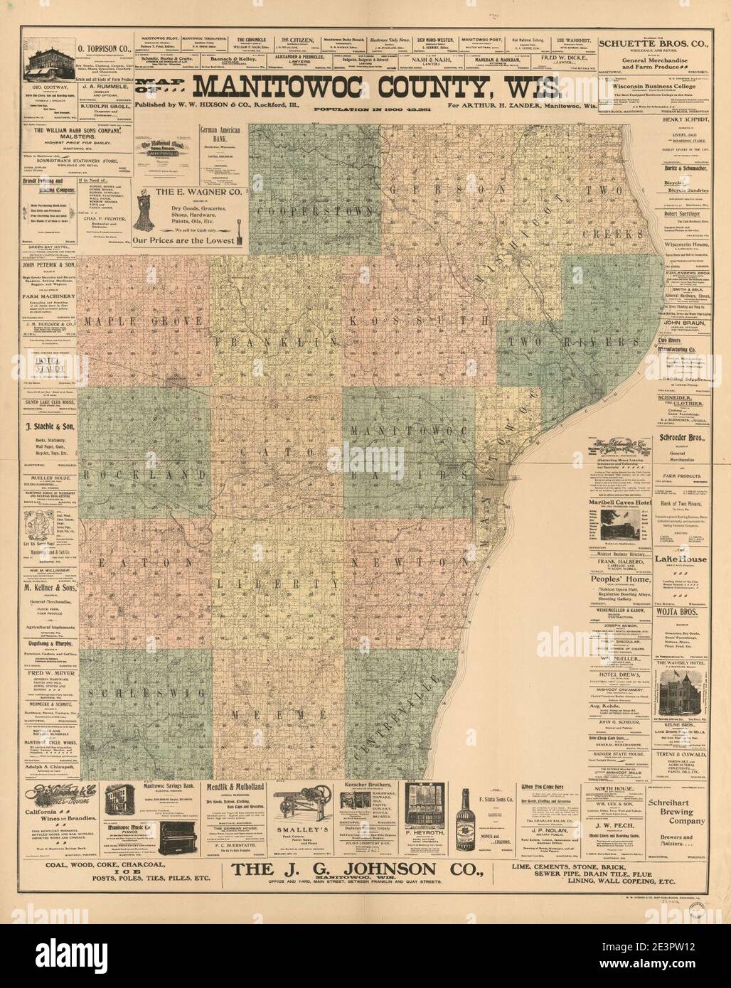 Map of Manitowoc County, Wis Stock Photo - Alamy