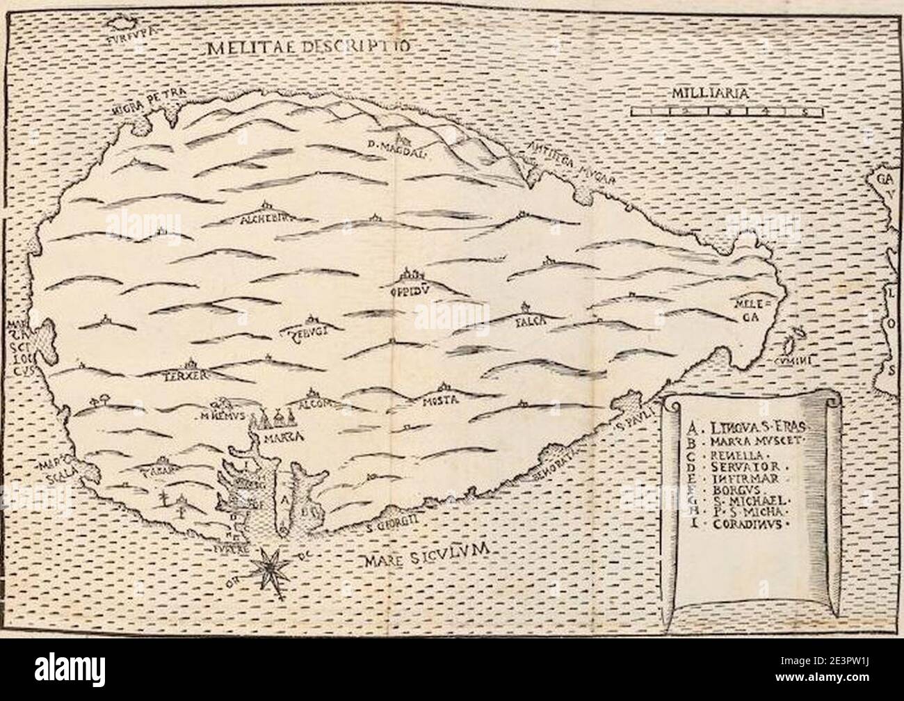 Map of Malta from Giovanni Antonio Viperani, De bello Militansi ...
