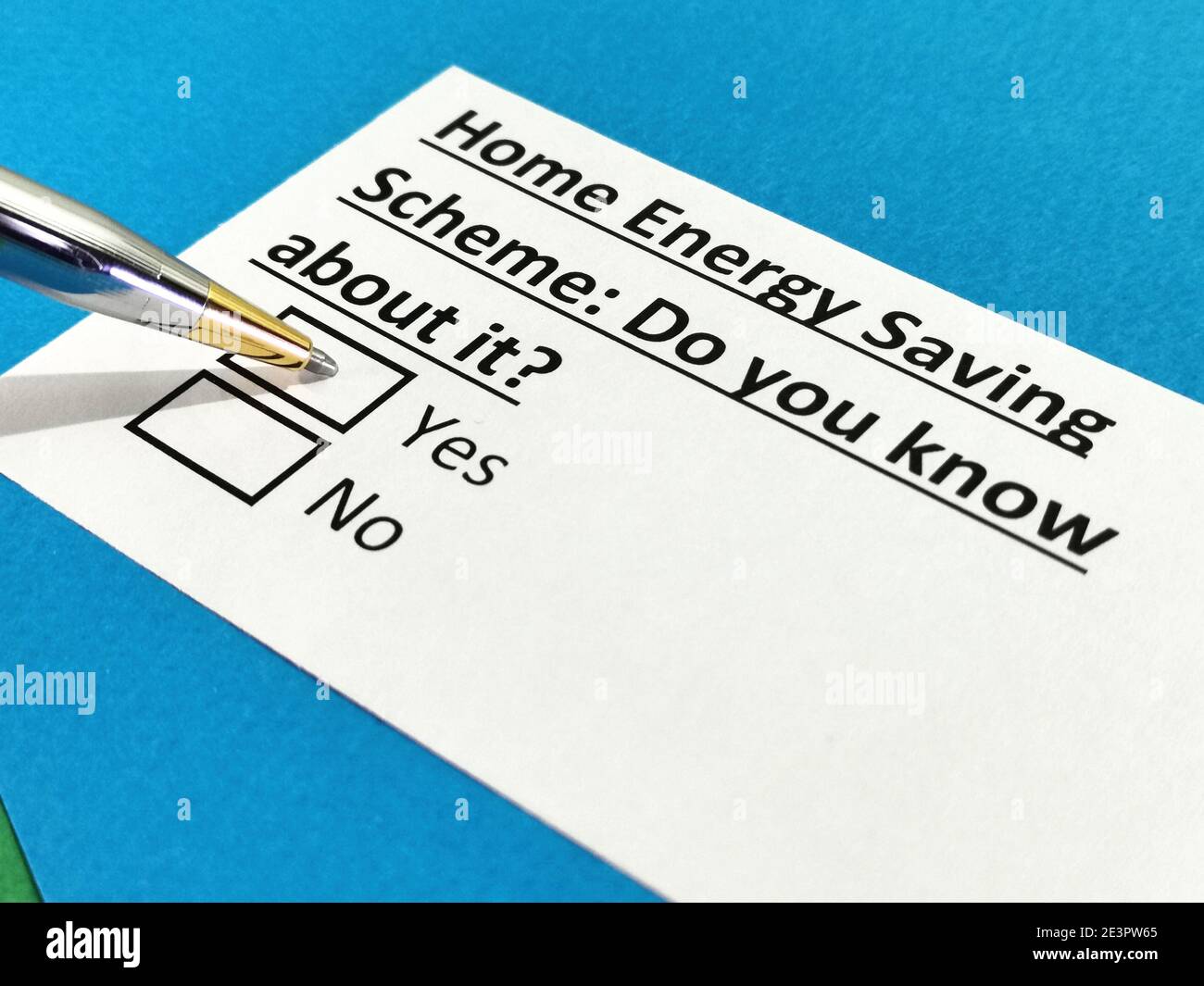 One person is answering question about home energy saving scheme Stock ...