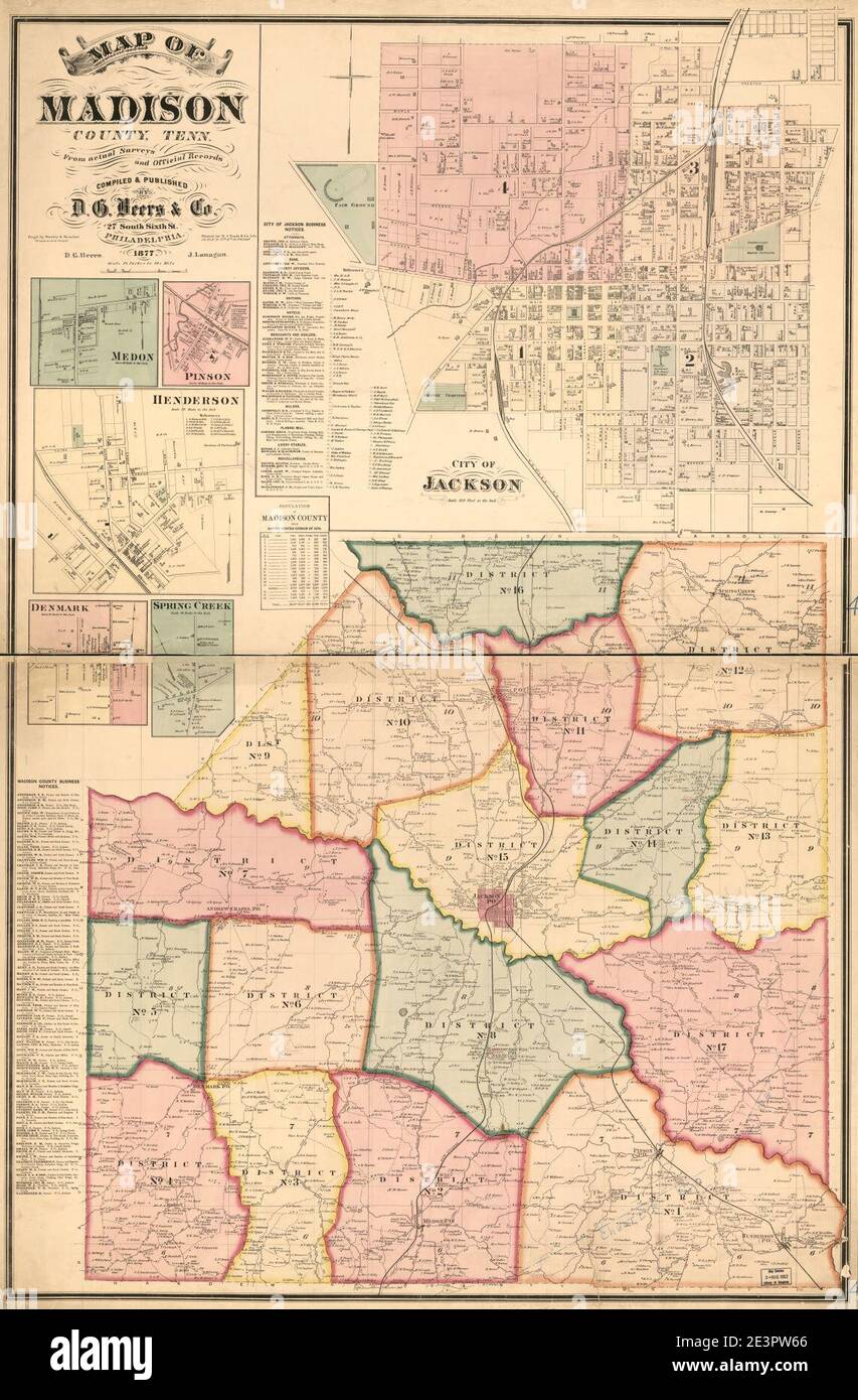 Map of Madison County, Tenn. - from actual surveys and official records ...