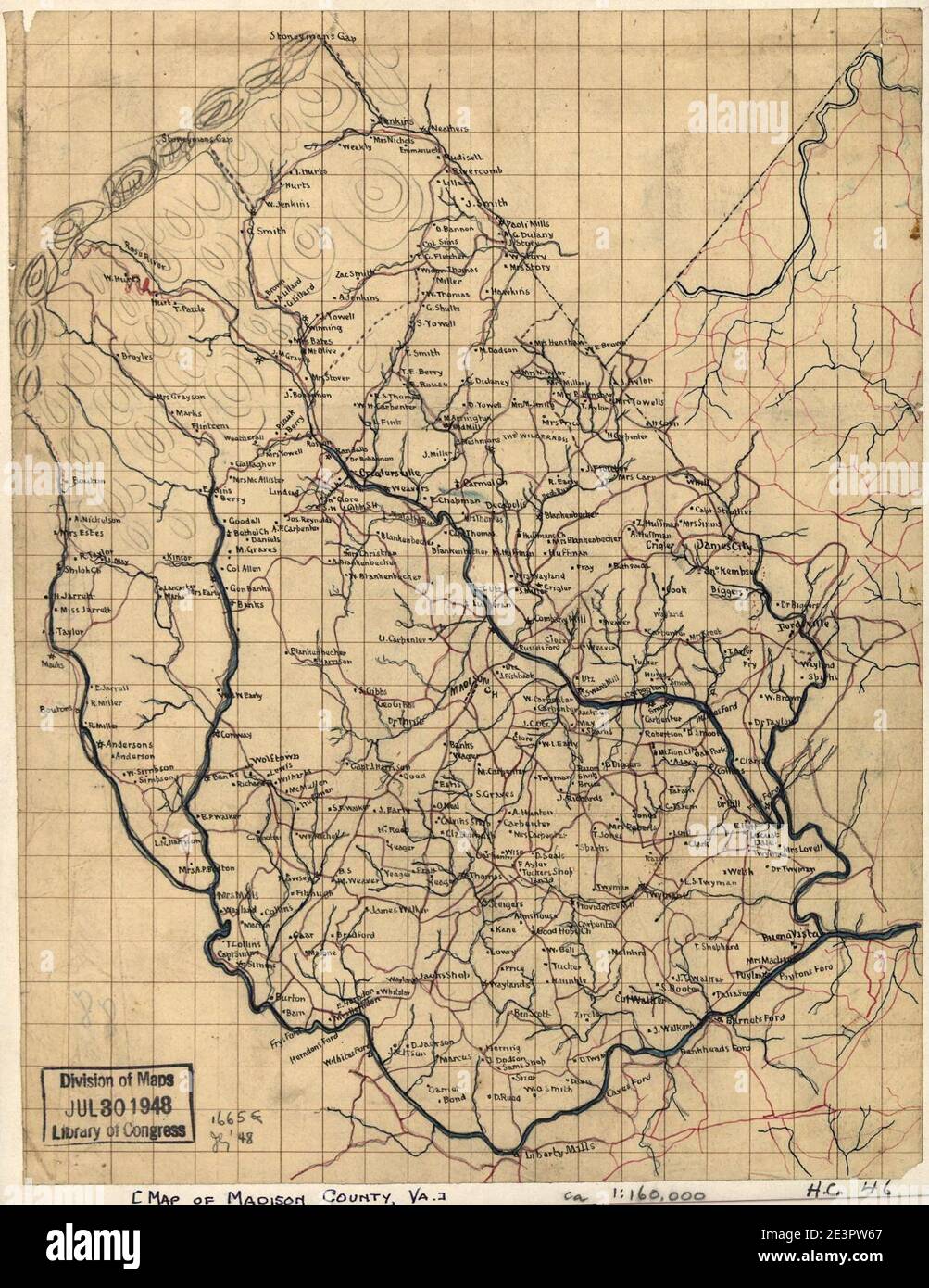 Map of Madison County, Va Stock Photo - Alamy