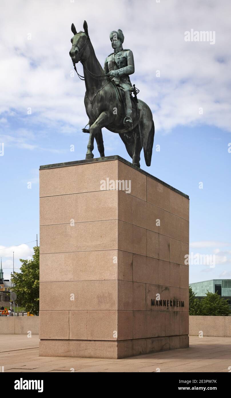 Mannerheim statue in Helsinki. Finland Stock Photo - Alamy