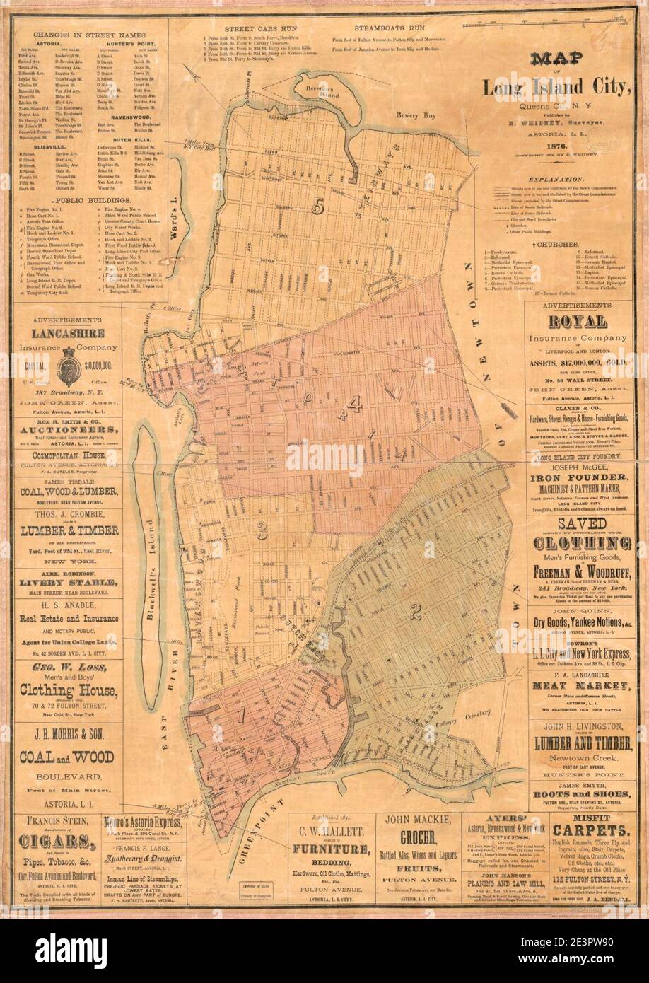 Map of Long Island City, Queens Co., N.Y Stock Photo - Alamy