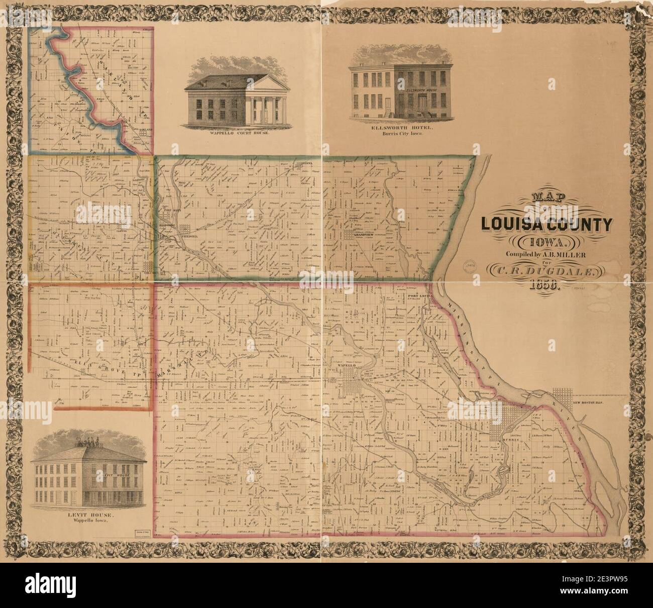 Map of Louisa County, Iowa Stock Photo - Alamy