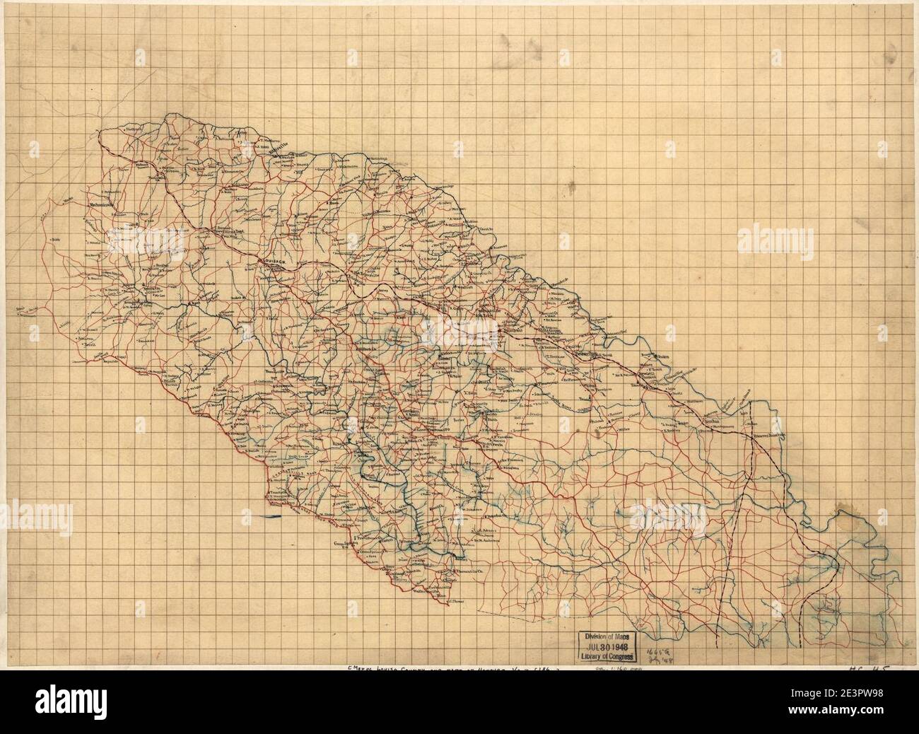 Map of Louisa County and part of Hanover County, Va Stock Photo - Alamy