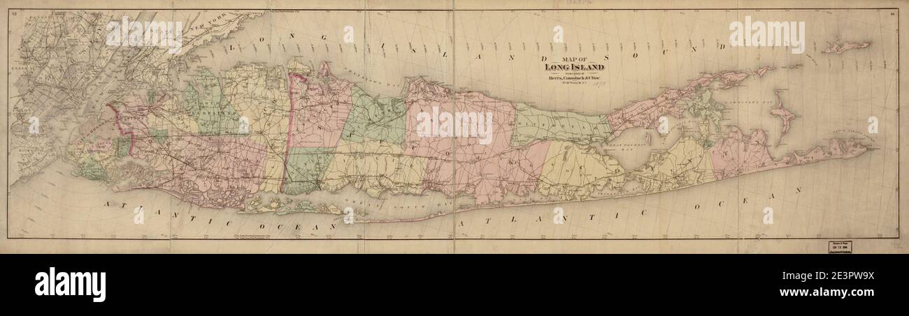 Vintage long island map hi-res stock photography and images - Alamy